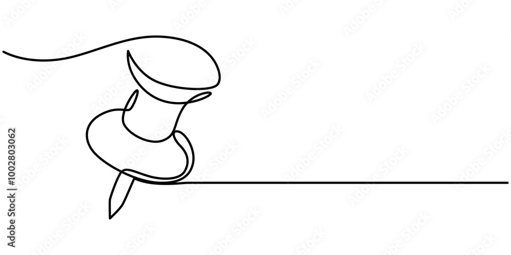 Continuous one line drawing of a paper pin. Drawing pin. Vector ...