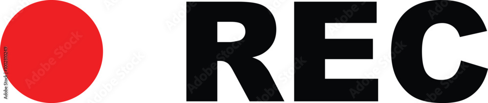 Recording icon, Recording with Red dot, video recording symbol, rec Red ...