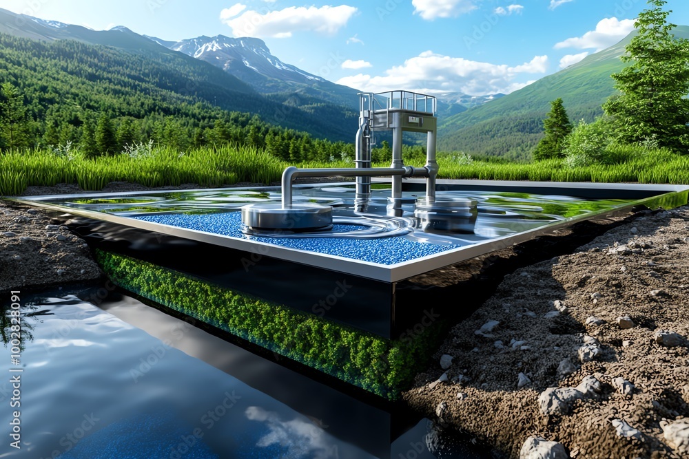 3D digital visualization of carbon capture technology, showing how CO2 ...