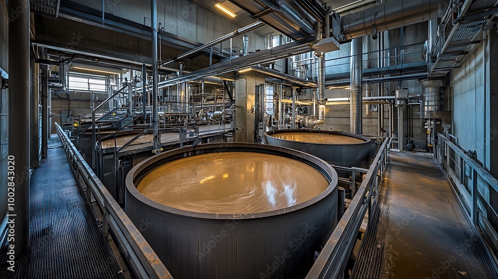 primary clarification tanks at a wastewater treatment facility. The ...