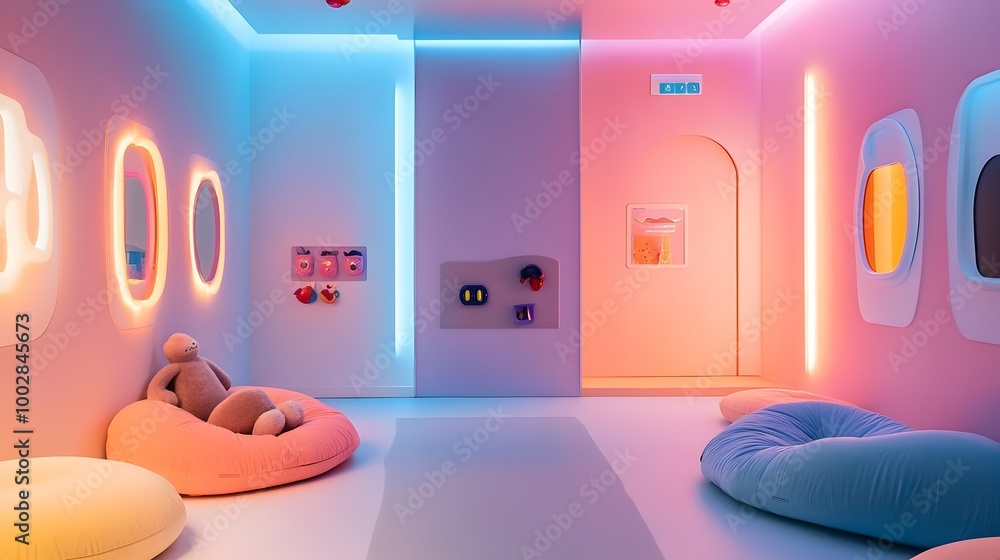 Cozy and Calming Sensory Friendly Room with Soft Lighting Bean Bags and ...
