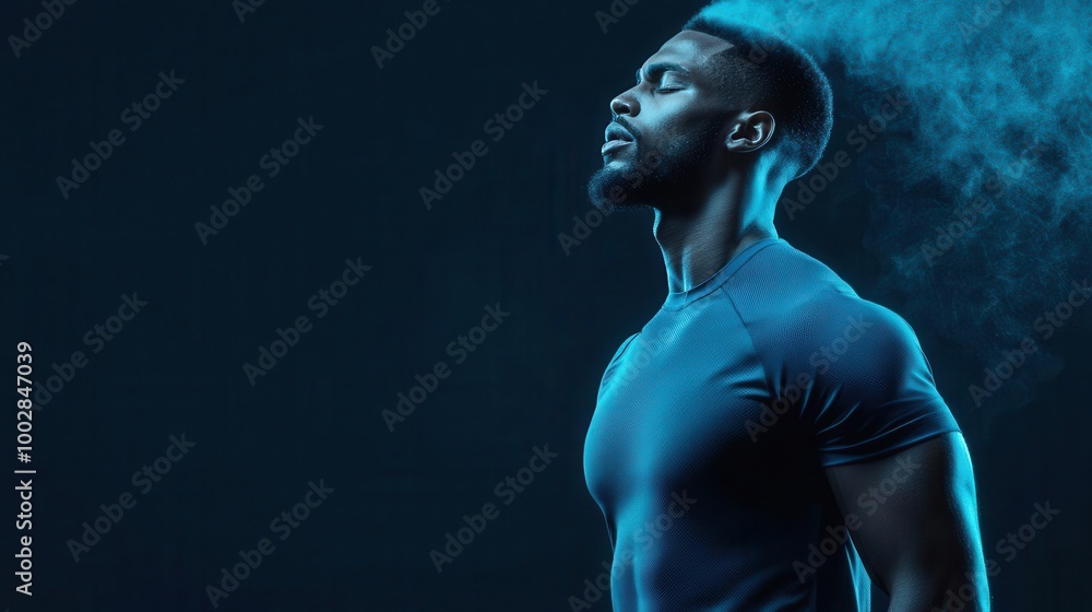 An athlete's muscles working with heat generation shown in infrared ...