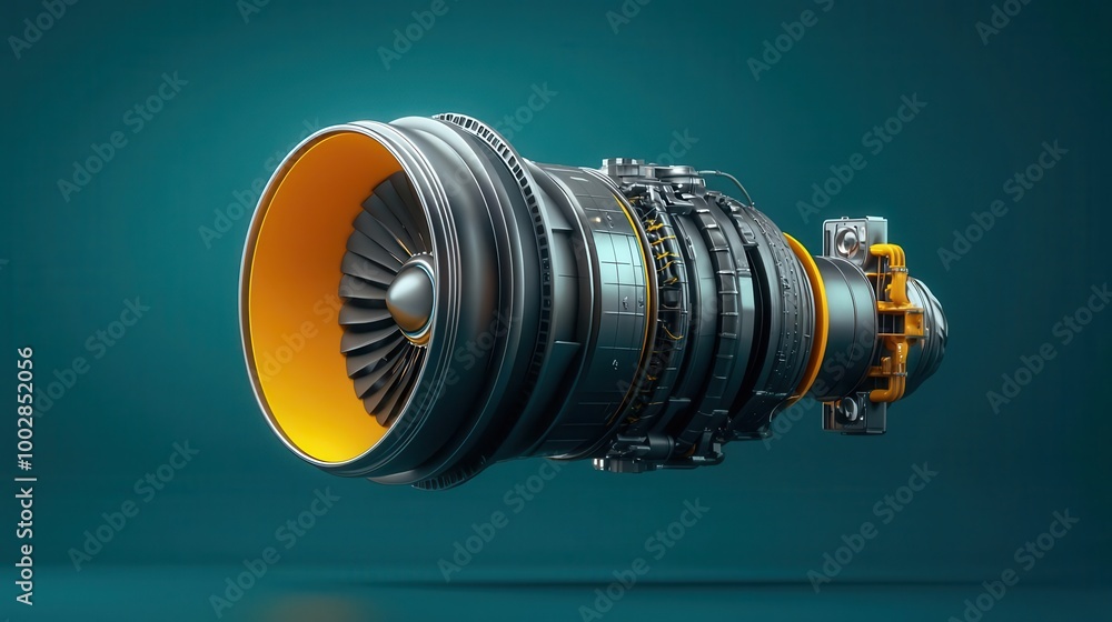 Cutaway 3D model of a jet engine with labeled parts, 3D CAD, aerospace ...