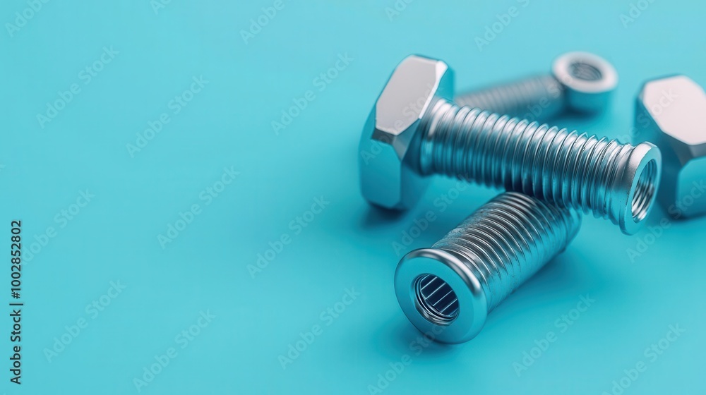 Mechanical bolt assembly in a 3D exploded view, 3D CAD, hardware design ...