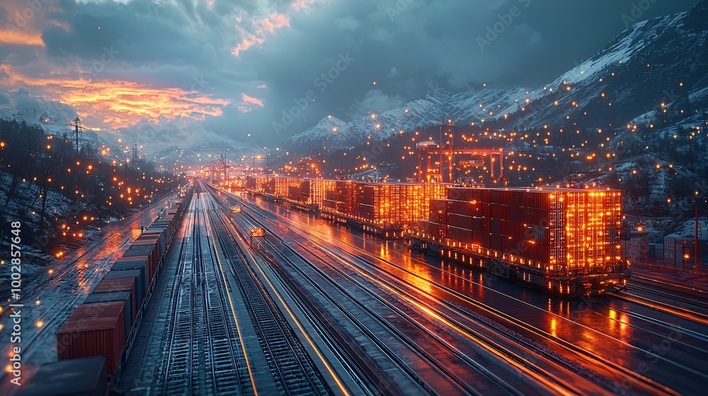 Capture a high-tech port where containers are managed by autonomous ...
