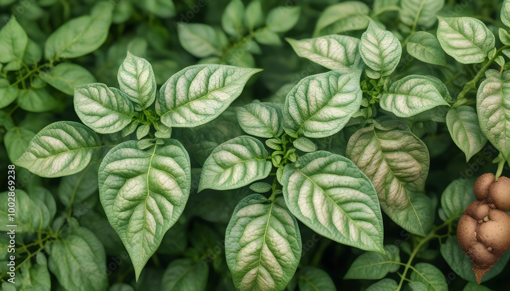 Symptoms of late blight on potato leaflets revealing upper surface ...