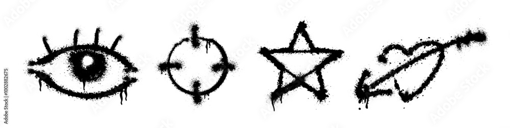 Graffiti sprayed symbols and decoration. Vector isolated realistic ...