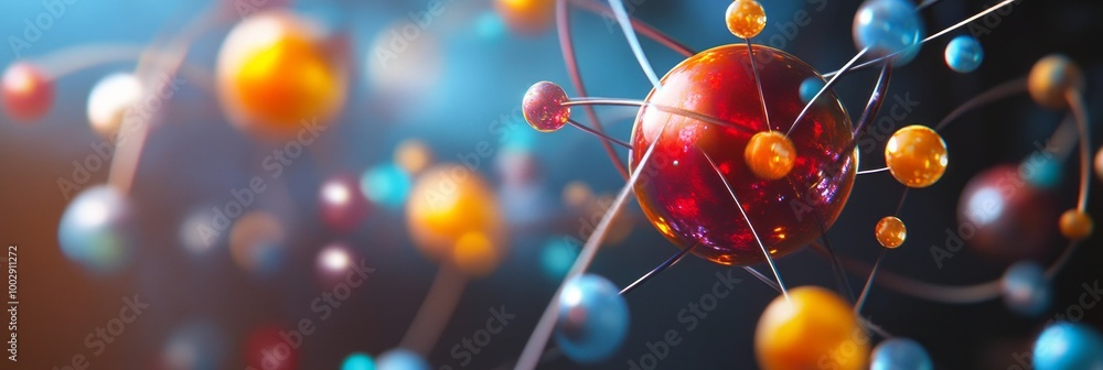 Visualization of atomic structure with electrons orbiting a nucleus ...