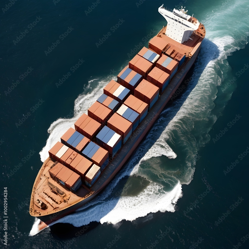 Cargo marine container transport ship boat in the ocean Stock Photo ...