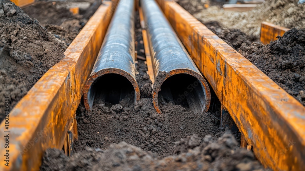 Bridge foundation construction using deep piling and cofferdams in ...