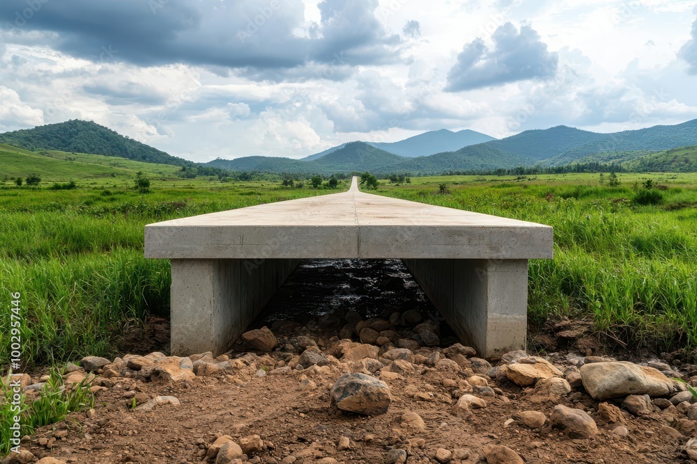 Eco-bridge construction designed to allow wildlife to safely cross ...