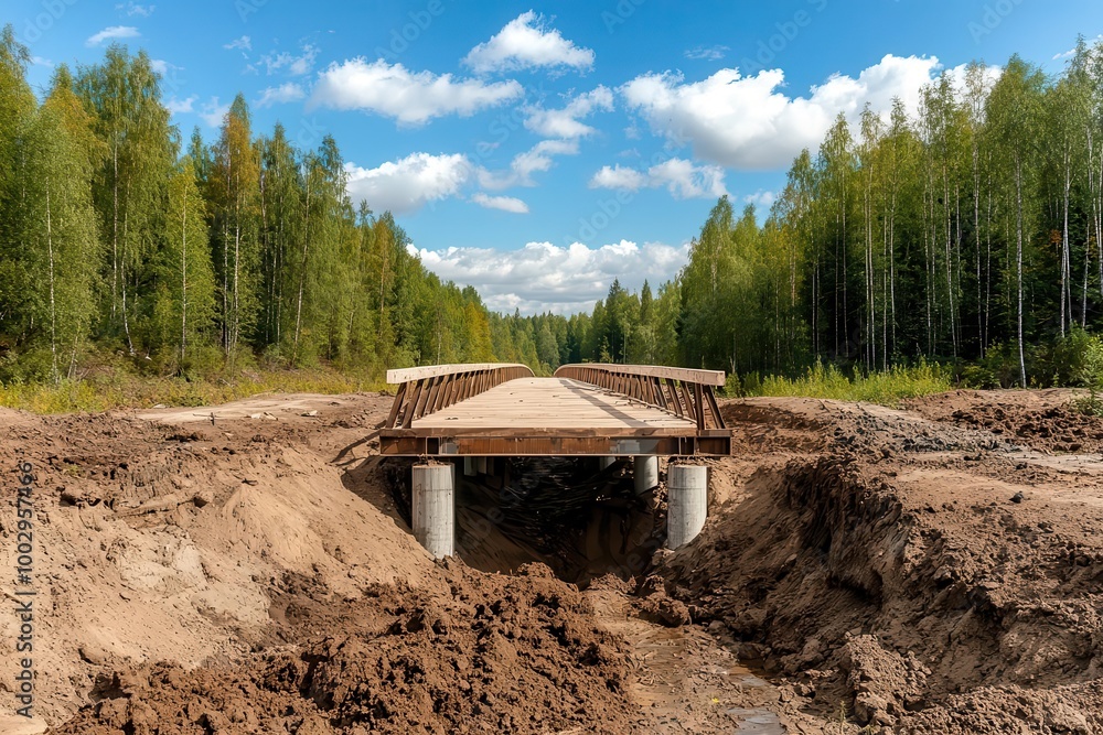 Eco-bridge construction designed to allow wildlife to safely cross ...