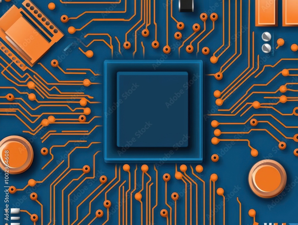 PCB Printed Circuit Board technical drawing for an electronic device ...