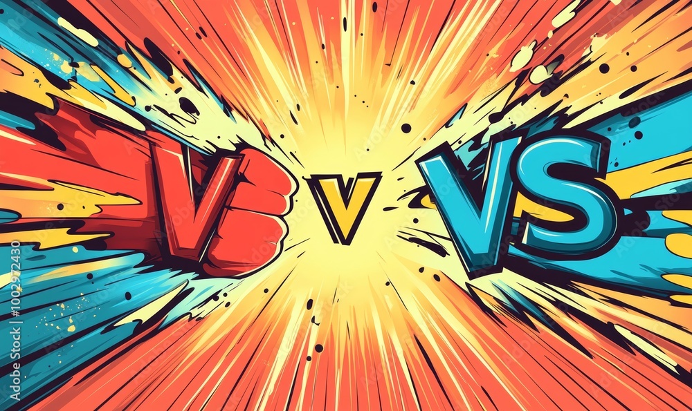 Comics-inspired versus frame with a lightning ray border, a comic ...