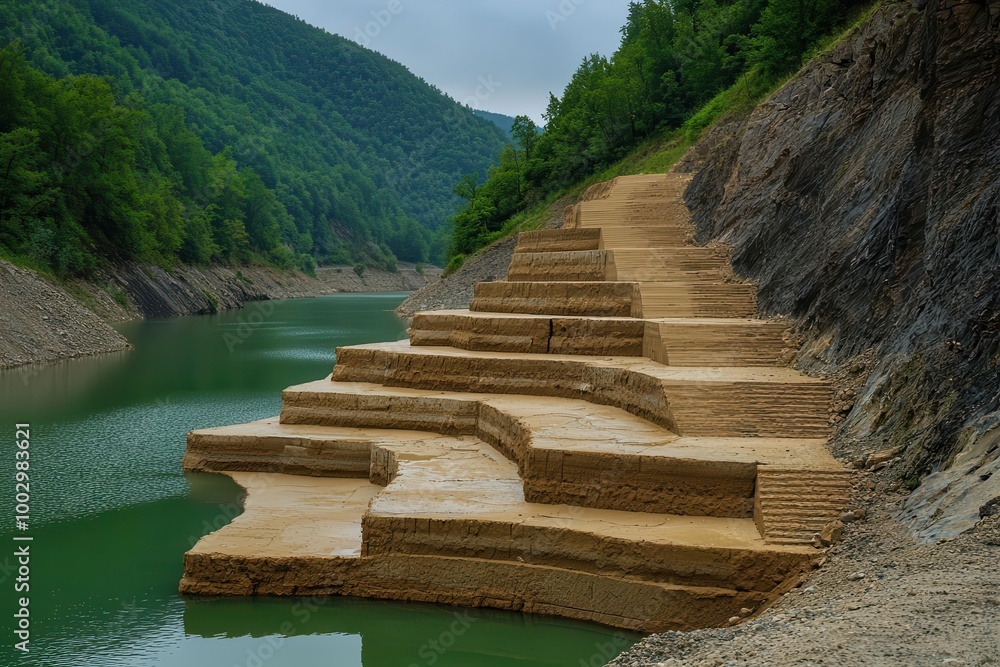 Embankment dam constructed from natural materials like gravel, clay ...
