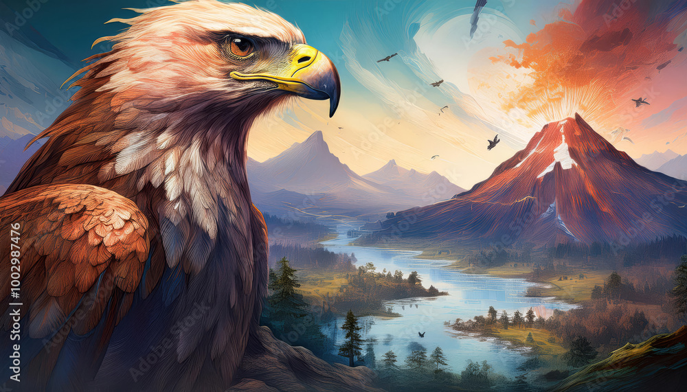 "Rulers of the Sky" An expressionistic portrayal of majestic eagles and ...