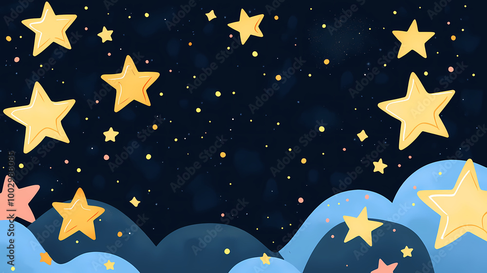 Starry night sky with empty frame for text flat design universe ...
