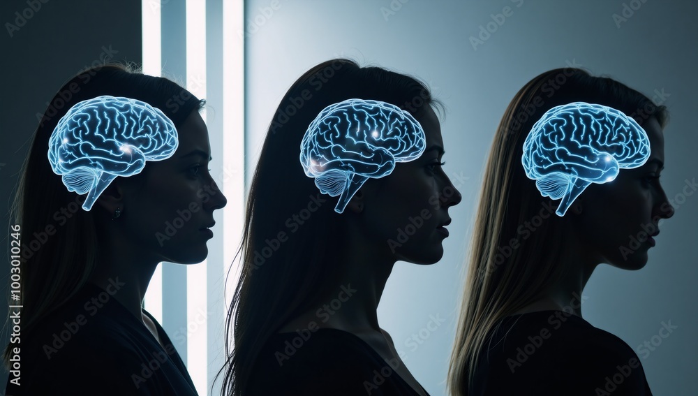 Modern neurology futurism showcases glowing brain patterns to represent ...