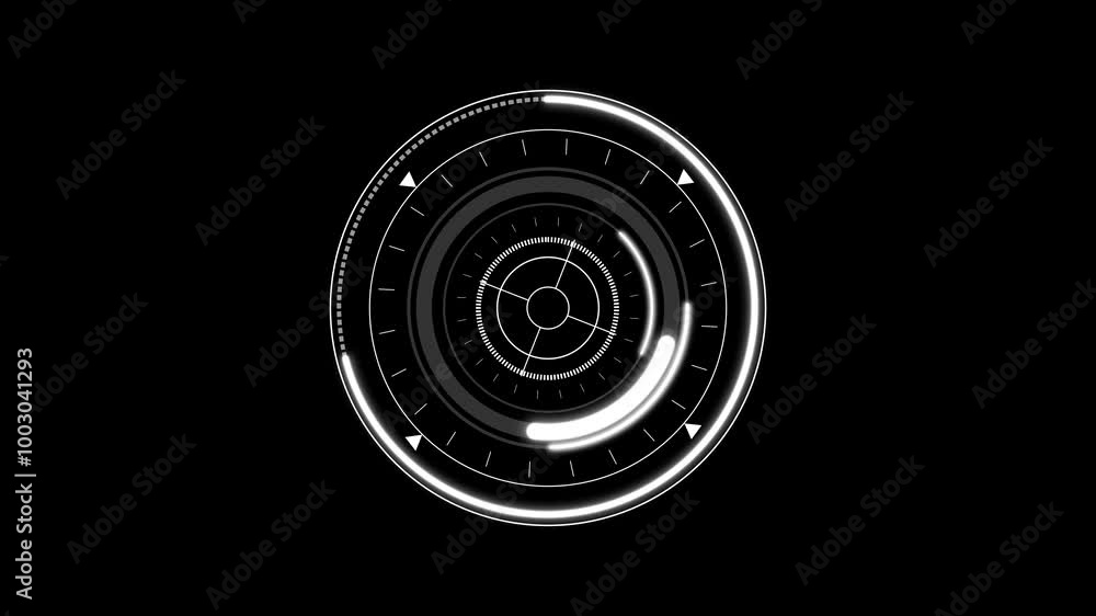 Futuristic round target animation for video overlay. HUD display ...