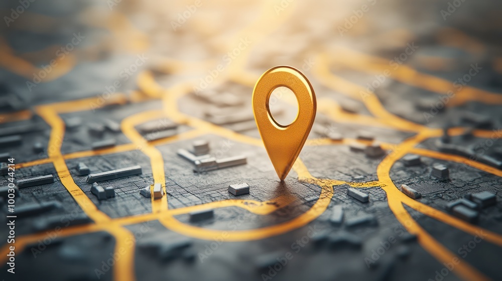 Location marking with a pin on a map with routes. Find your way ...