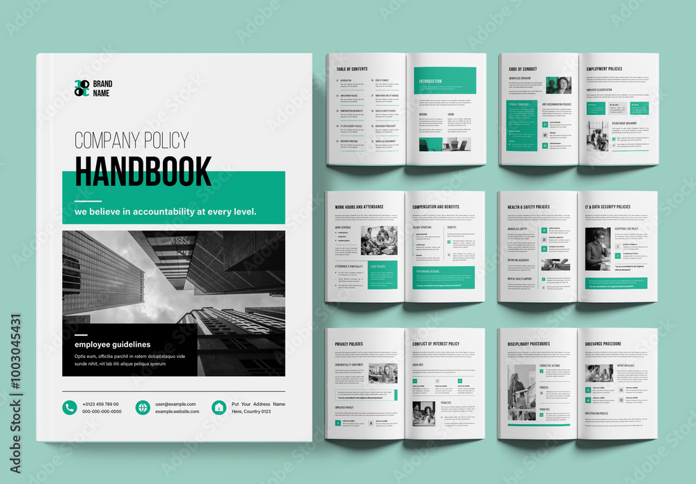 Company Policy Handbook Layout Stock Template | Adobe Stock