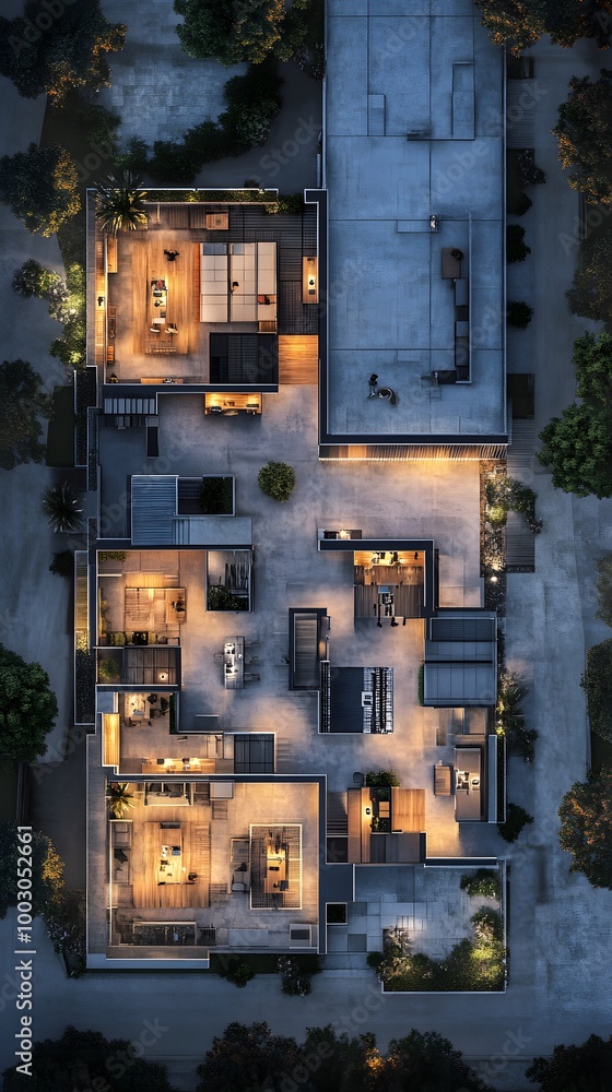 Architectural floor plan of a mixed use building, combining residential ...