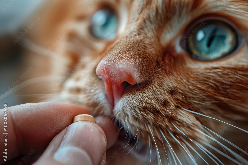 Macro view of medication being administered to a cat intricate patterns ...