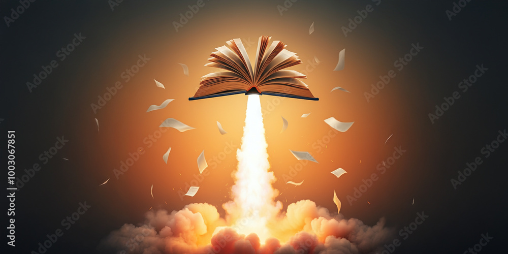 Open Book Shooting up like a Rocket, Reading is Fun, Read Storybook ...