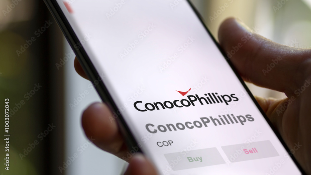 April 09th 2024 , Houston, Texas. Close up on logo of ConocoPhillips on ...