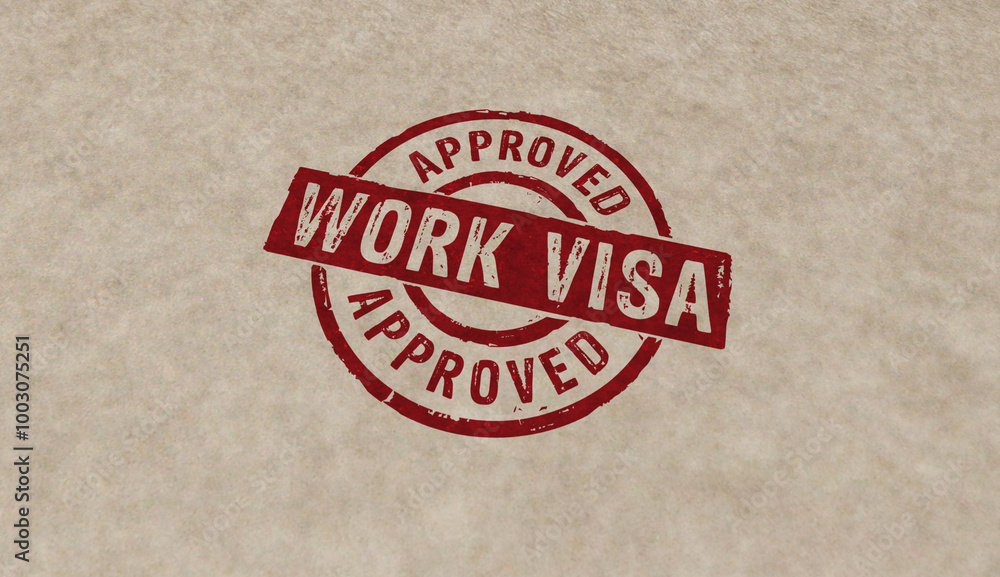 Work Visa approved stamp and stamping Stock Illustration | Adobe Stock
