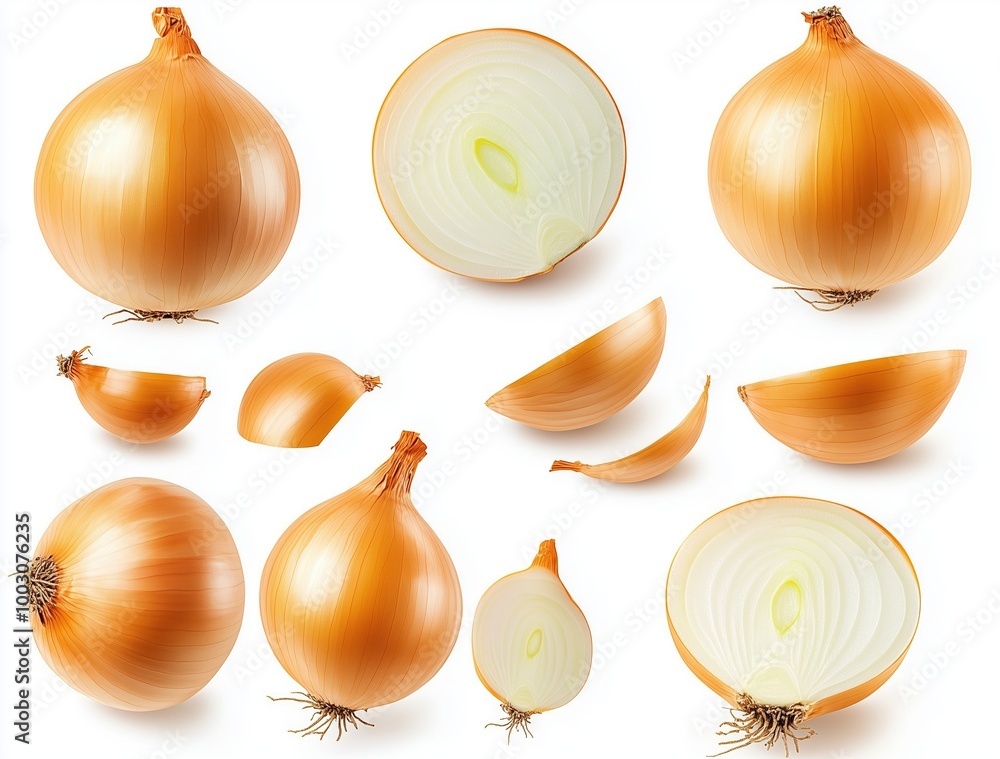 Artistic arrangement of whole and sliced onions showcasing texture and ...