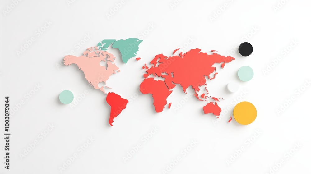 Simple World Map, A clean and minimalist flat vector illustration of ...