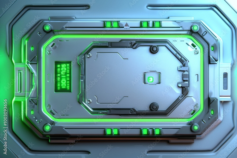 This is an illustration of a futuristic vault door with a high degree ...