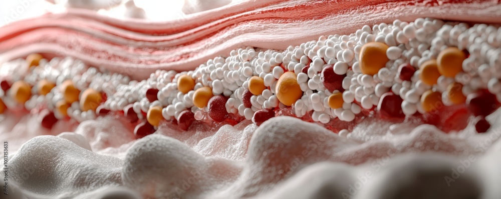 A 3D cross-section of an artery with cholesterol plaque, showing how ...