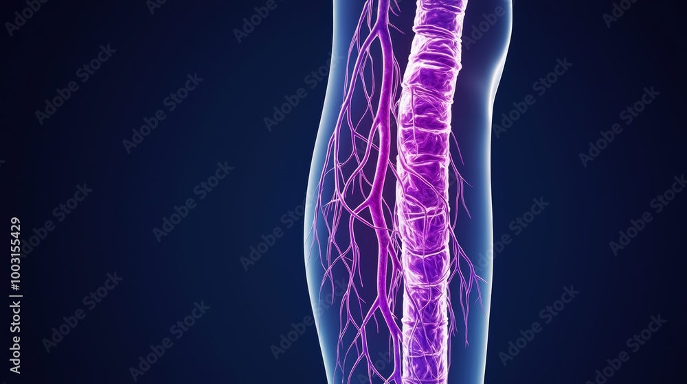 A close-up of a person's lower leg showing swollen, purple varicose ...