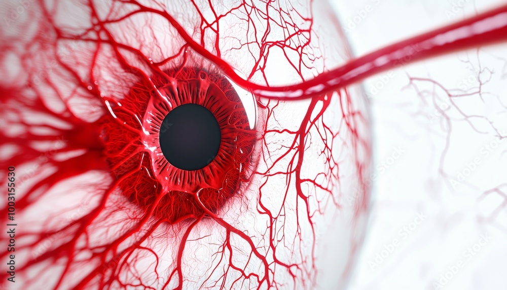 A close-up of an arteriogram showing the intricate blood vessels of the ...
