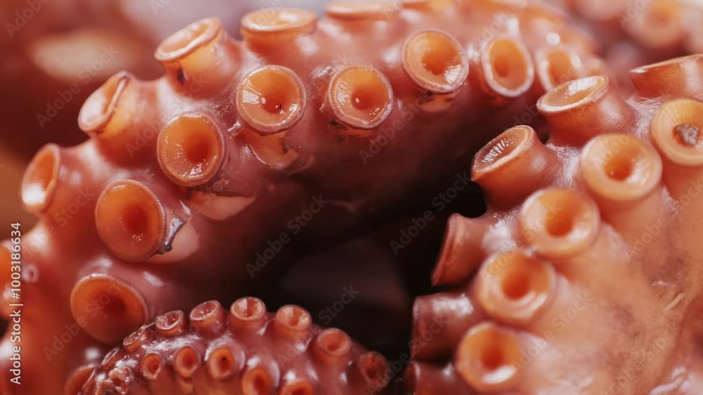 Octopus cooking, chef Boiling fresh octopus on restaurant kitchen ...