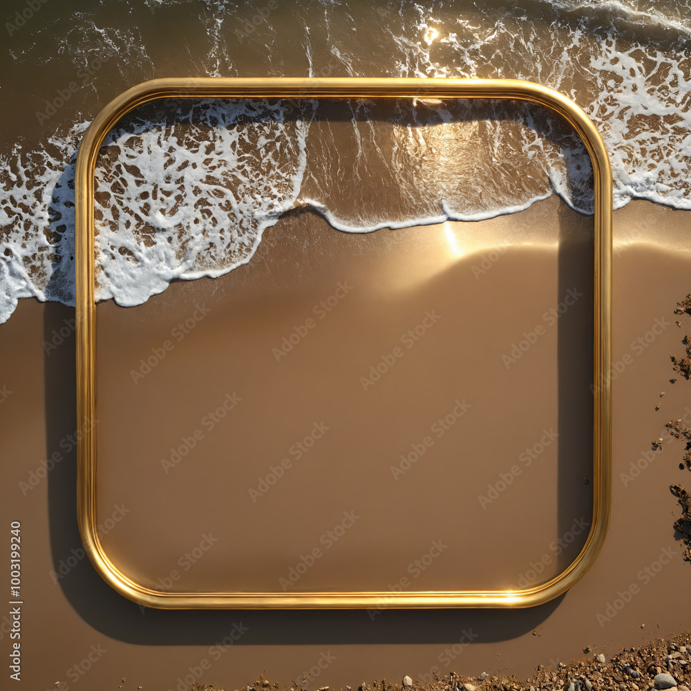 mesmerizing aerial view of a beach with a golden square with rounded ...