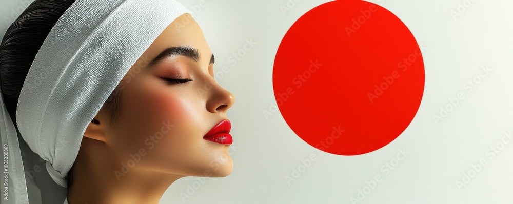 Elegant advertising poster for a hair mask featuring a serene model ...