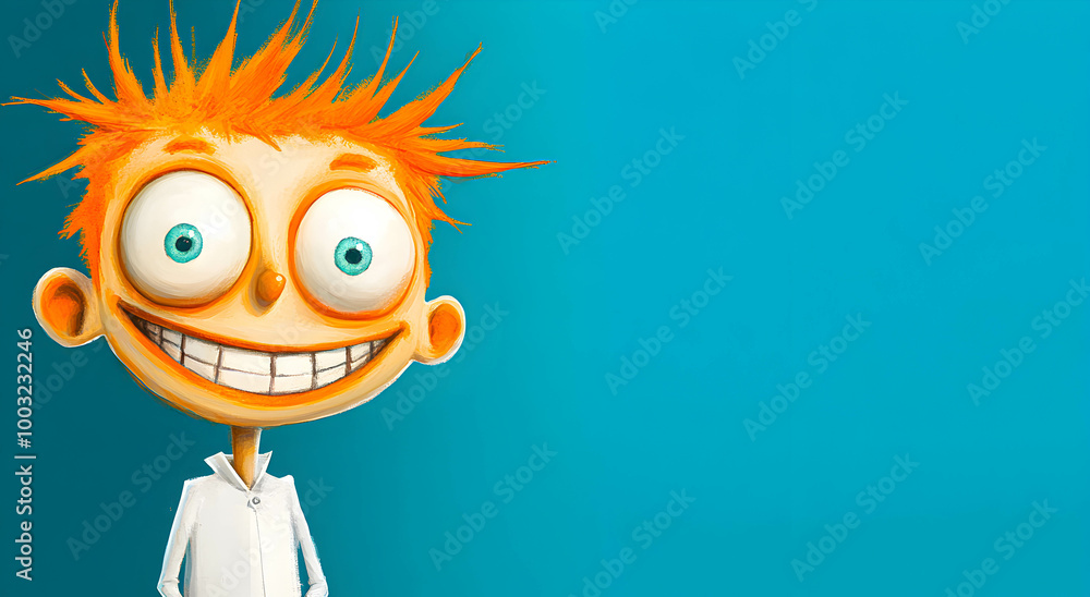 A small man with big eyes and a big creepy smile. A character ...