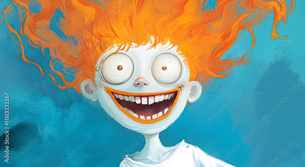 A small man with big eyes and a big creepy smile. A character ...