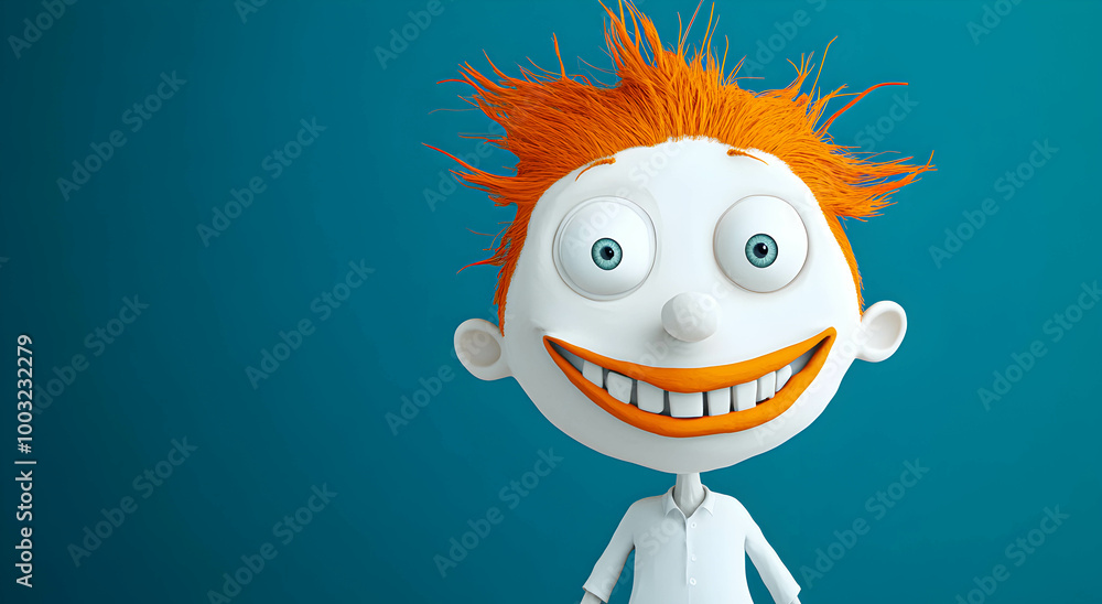 A small man with big eyes and a big creepy smile. A character ...