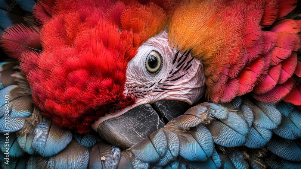 The image shows a close-up of a parrot in high definition in 8K Stock ...