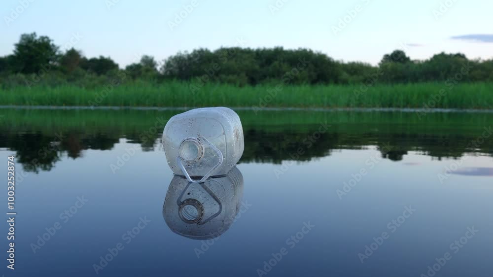 Plastic waste in lake. Ocean pollution, marine debris. Marine litter ...