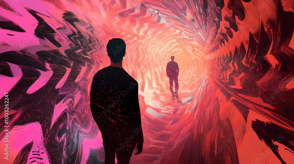 Psychedelic journey through time warp distorted imagery and fragmented ...