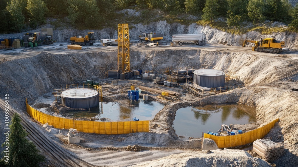 Generate a photo realistic image of groundwater management at a ...