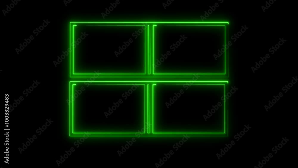 Neon line frame animation. Abstract moving neon rectangle frame ...