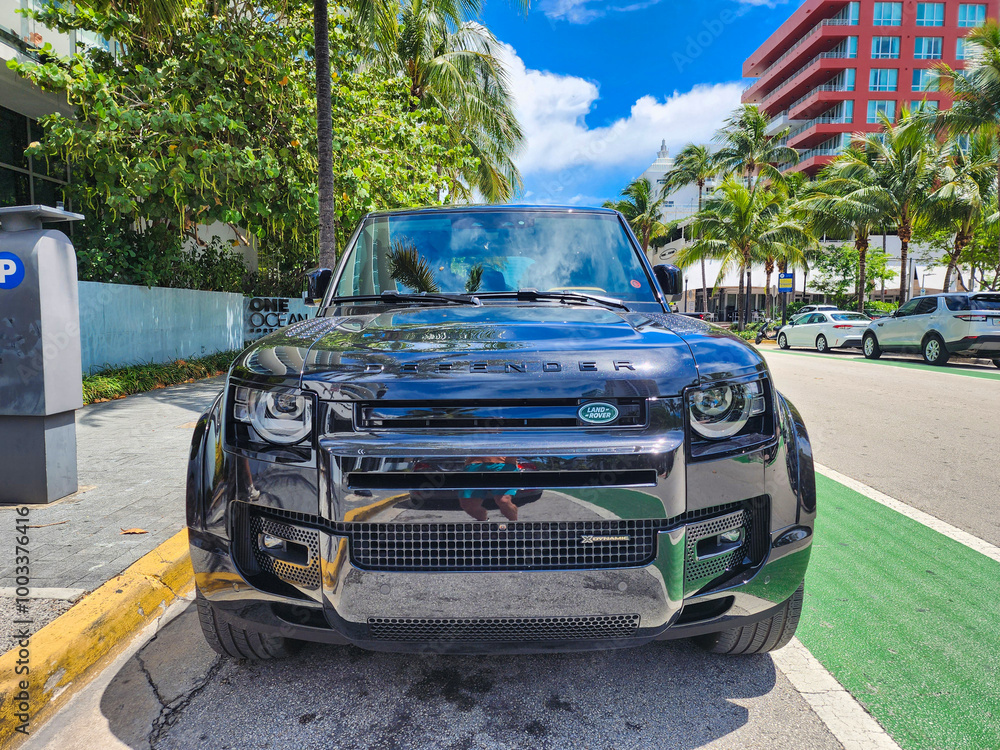 Miami Beach, Florida USA - June 8, 2024: 2024 Land Rover Defender suv ...
