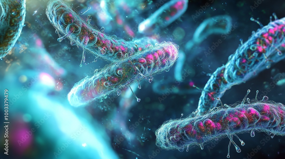 A detailed visualization of cell division, showing the stages of ...