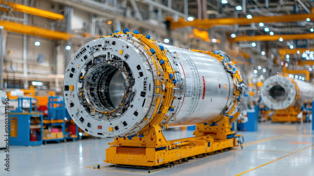 Inside a state-of-the-art aerospace manufacturing facility, high ...